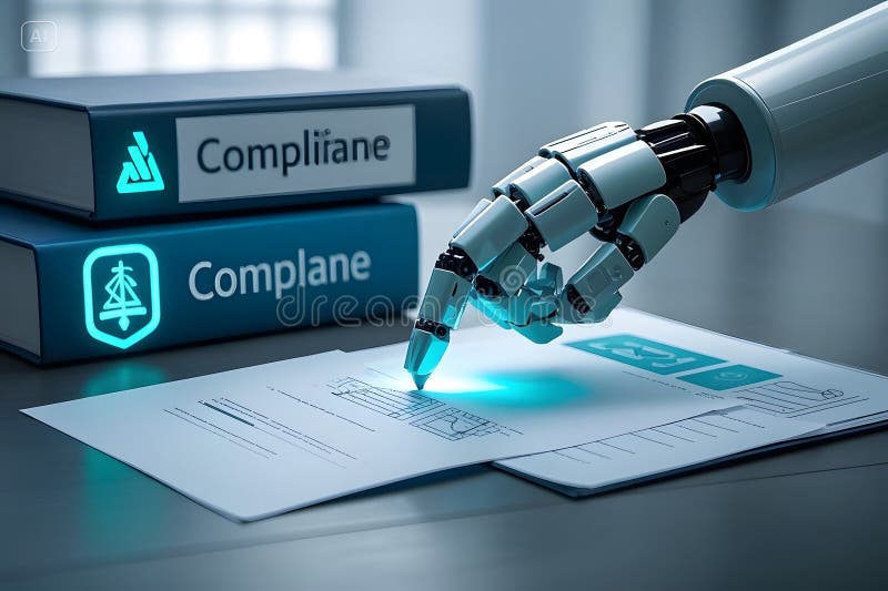 Robotic Hand Completing Compliance Documents Stock Illustrations – 2 ...