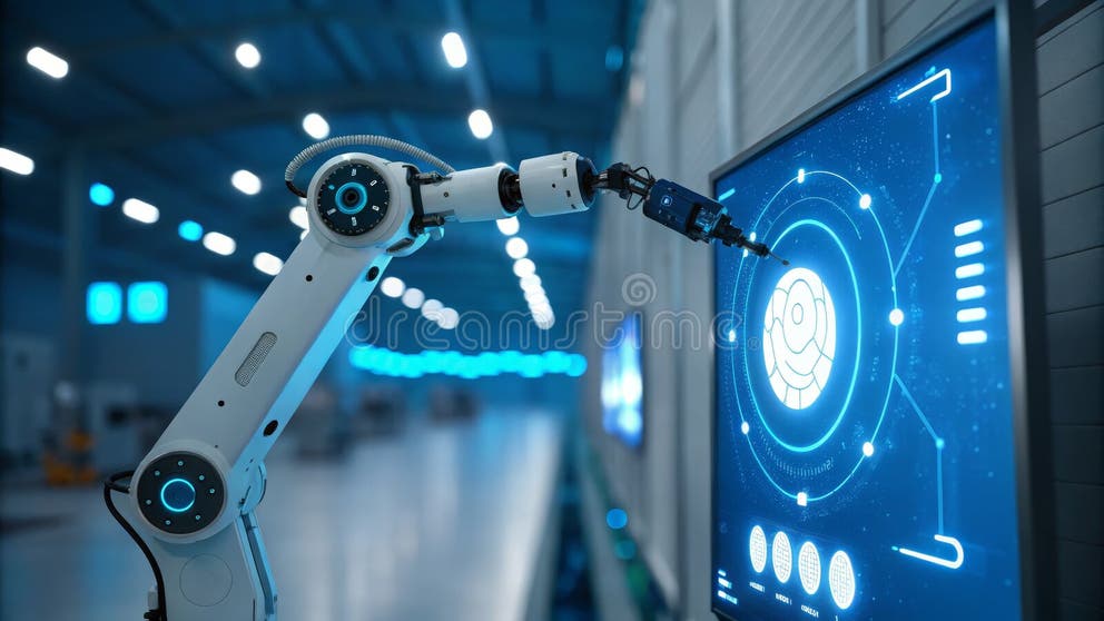 Robotic Arm Digital Interface Interaction Stock Illustration ...