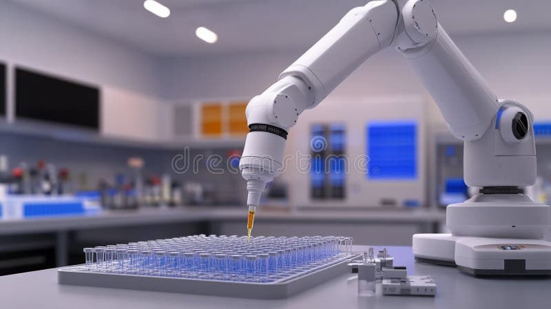 Robotic Arm Dispensing Liquids in a Laboratory with Precision in a ...