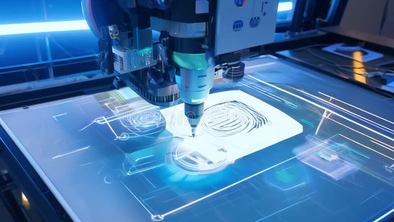 Robotic Arm Drawing Lines with Light Effect in Different Colors Stock ...