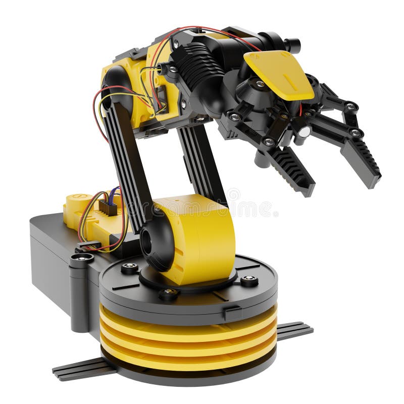 Robotic Arm Edge Isolated on White Background. 3D Model. Stock ...