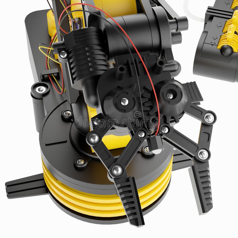 Robotic Arm Edge Isolated on White Background. 3D Model. Stock ...