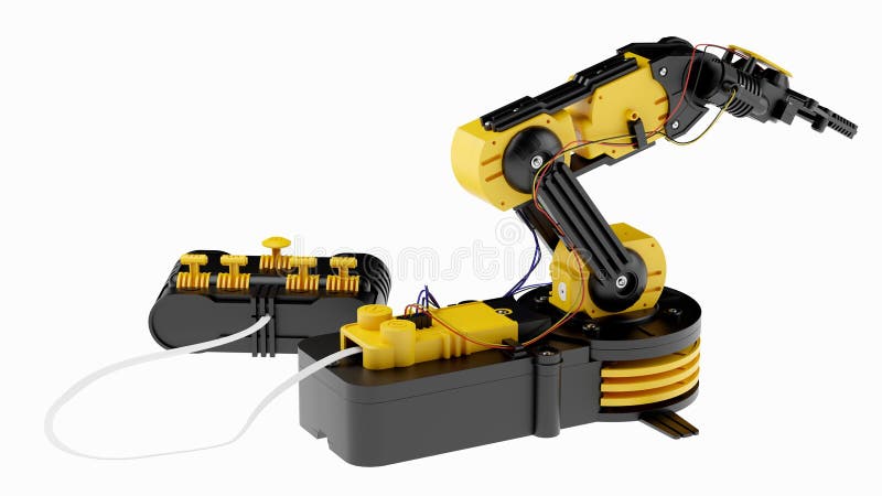 Robotic Arm Edge Isolated on White Background. 3D Model. Stock ...