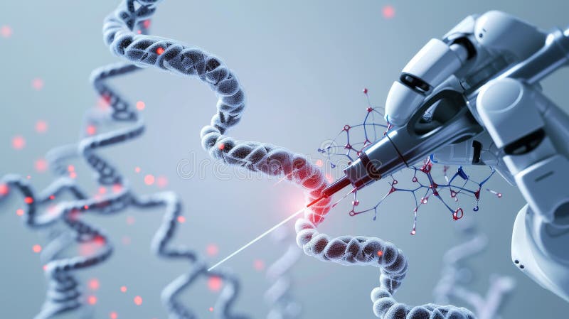 Robotic Arm Editing DNA Strands with Precision Stock Photo - Image of ...