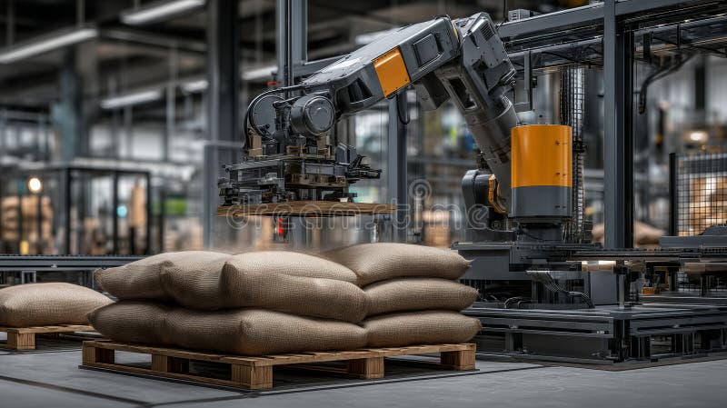 Robotic Arm Efficiently Stacking Large Bags of Processed Goods in a ...