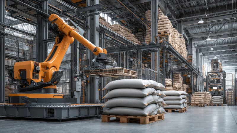 Robotic Arm Efficiently Stacking Large Bags of Processed Materials in ...