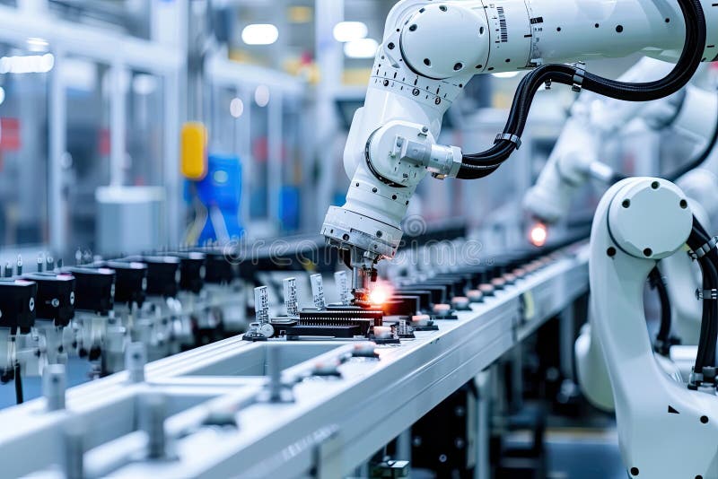 Robotic Arm for Electronic Assembly Line. Smart Modern Factory ...