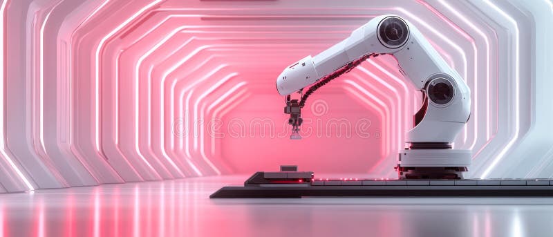 A Robotic Arm is Engaged in Precision Tasks within a Modern Laboratory ...