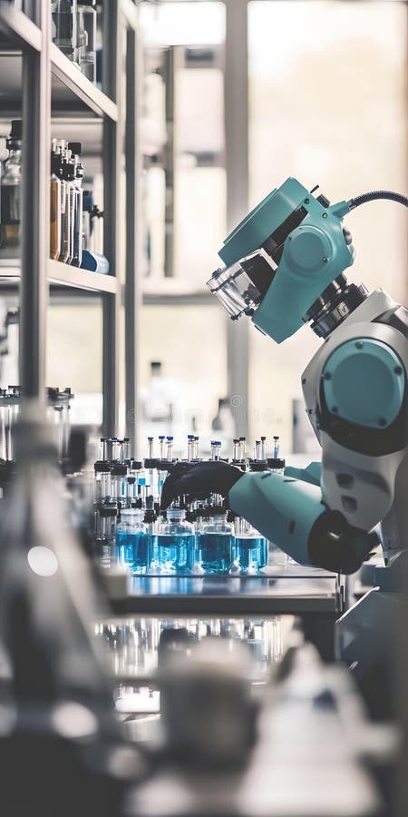 Robotic Arm Engaged in Scientific Research Stock Illustration ...