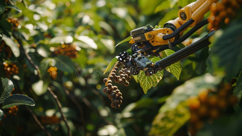 A Robotic Arm Extends from a Selfdriving Tractor Skillfully Collecting ...
