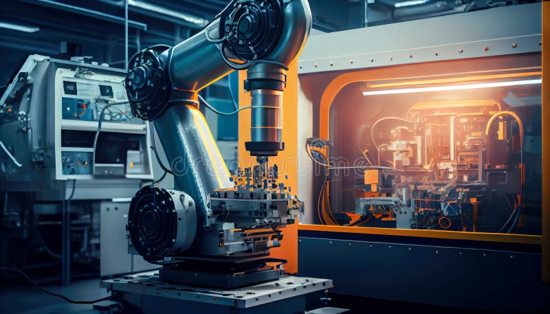 Robotic Arm in a Factory. Generative AI Stock Illustration ... Robotic Arm in a Factory. Generative AI Stock Illustration ...