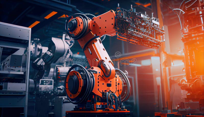 Robotic Arm in a Factory. Generative AI Stock Illustration ... Robotic Arm in a Factory. Generative AI Stock Illustration ...
