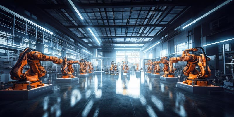 Robotic Arm in Factory Production Line Controlled by Computer Software ...