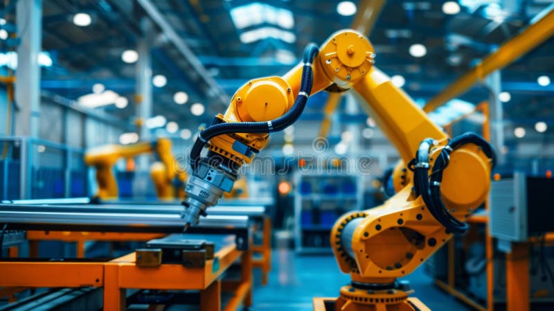 A Robotic Arm in a Factory Setting Showcasing the Use of Advanced ...
