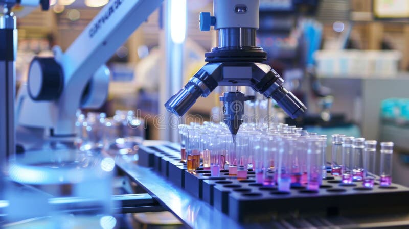 Robotic Arm Filling Test Tubes in Laboratory Stock Image - Image of ...