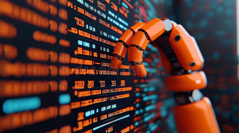 Robotic Arm and Financial Transaction Processing Stock Illustration ...