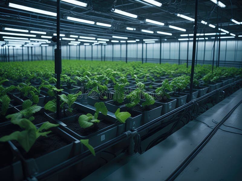 A Robotic Arm Gathers Lettuce in a Greenhouse. Ai Generative Stock ...