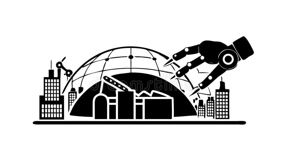 Robotic Arm In Geodesic Dome Future Architecture Vector Design Generative Ai Stock Vector