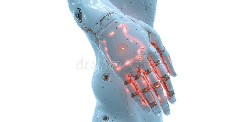 Robotic Arm with Glowing Circuitry Isolated on Transparent Background ...
