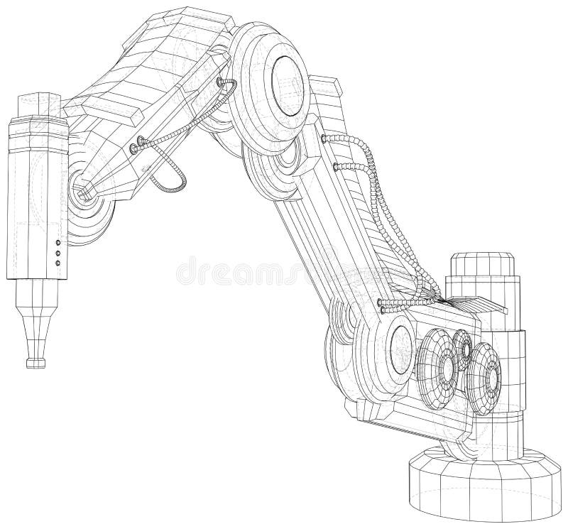 Robotic Arm. Technical Wire-frame. Vector Rendering of 3d Stock Vector ...