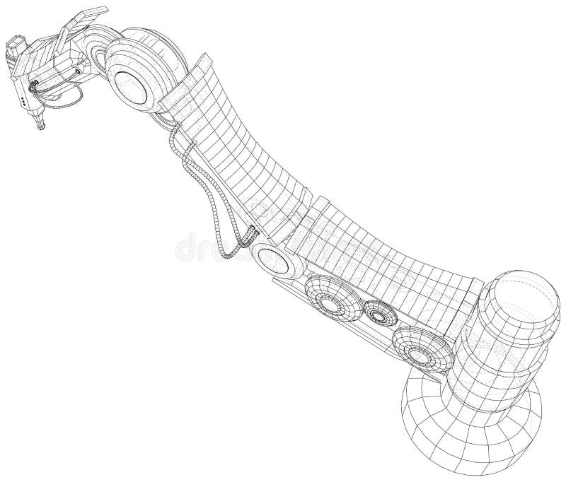 Robotic Arm Hand Isolated on White. Technical Wire-frame Stock Vector ...