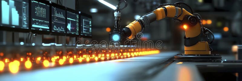 Robotic Arm Handling Components on Production Line Stock Illustration ...
