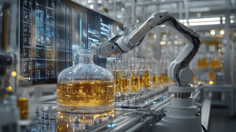 Robotic Arm Handling Liquid in a Laboratory Environment Stock ...