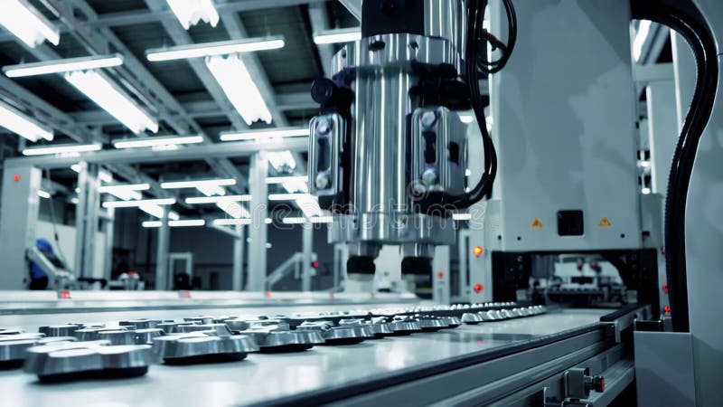Robotic Arm Handling Metal Components on Assembly Line Stock Footage ...