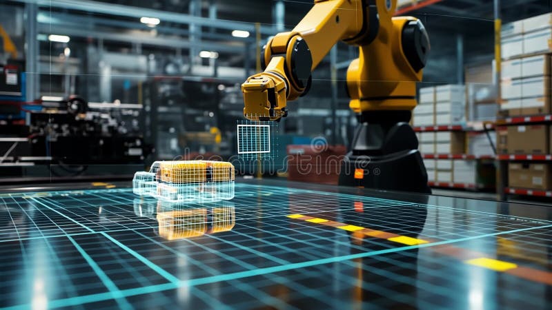 Robotic Arm Handling Package with Augmented Reality in Factory Stock ...