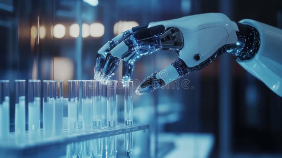 Robotic Arm Handling Test Tubes in Laboratory Stock Illustration ...