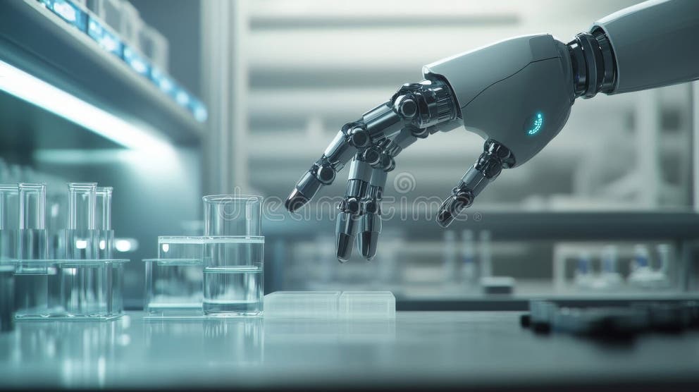 Robotic Arm Handling Test Tubes in a Modern Laboratory Stock ...