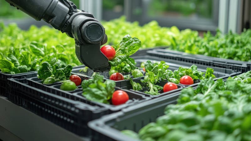 Robotic Arm Harvests Fresh Produce in a Vertical Farm Stock ...