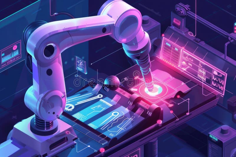 A Robotic Arm Holding a Tablet in Front of a Monitor. Great for ...