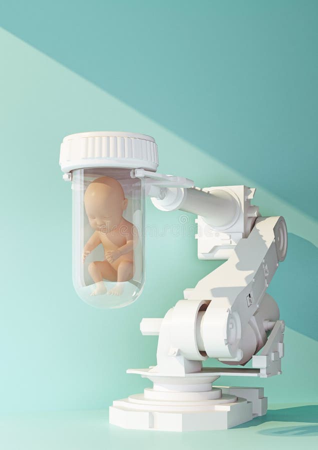 Robotic Arm Holds Capsule with an Embryo Stock Illustration ...