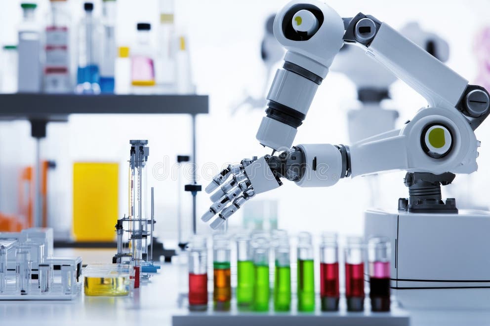 A Robotic Arm Holds Test Tubes in a Laboratory Setting Stock Photo ...