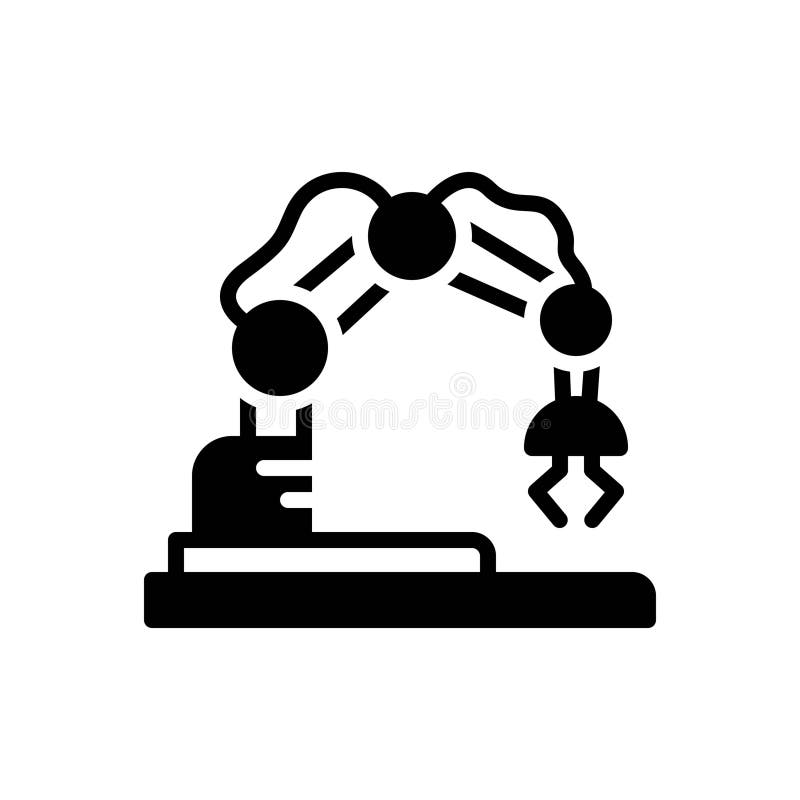 Black Solid Icon for Robotic Arm, Mechanical and Manufacturing Stock ...