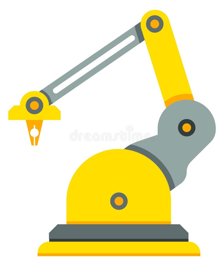 Robotic Arm Icon. Yellow Industrial Mechanical Machine Stock Vector ...