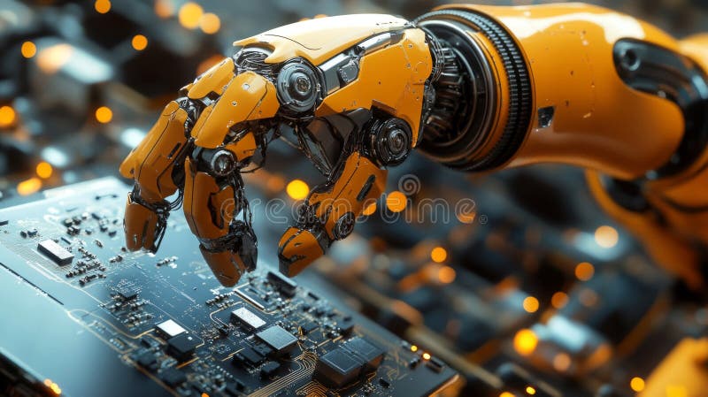 Robotic Arm Inspecting Circuit Board Technology Stock Illustration ...