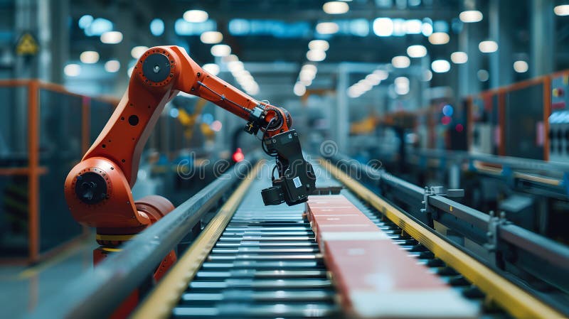 Robotic Arm Inspecting a Product on a Factory Convey, Quality Control ...