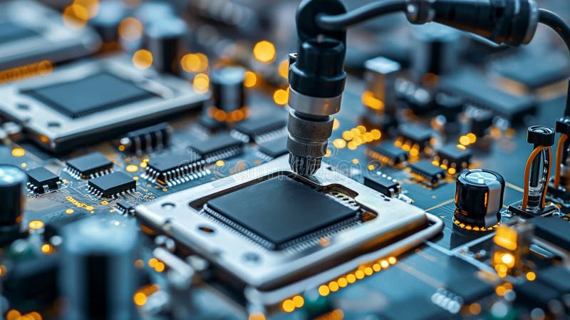 Advanced Robotics in Microchip Manufacturing Stock Image - Image of ...