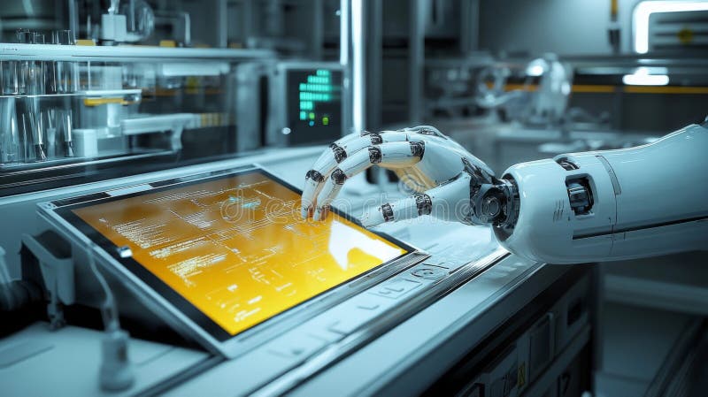 Robotic Arm Interacting with a Digital Interface in a High-Tech ...