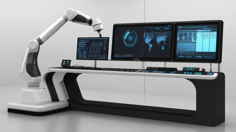 Robotic Arm Interacting High Tech Control Panel Stock Photos - Free ...