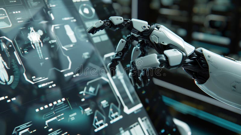 A Robotic Arm Interacts with an Advanced Holographic Control Panel ...