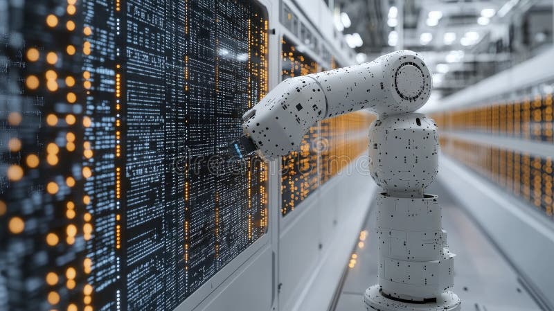 Robotic Arm Interfacing with Digital Control Panels Stock Illustration ...