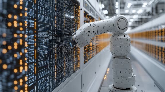 Robotic Arm Interfacing with Digital Control Panels Stock Illustration ...