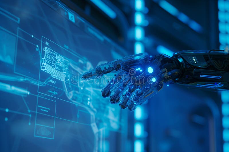 Futuristic Robotic Arm and Advanced Technology. AI Technology Concept ...