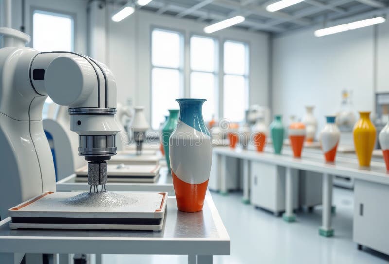 Robotic Arm in Sterile Laboratory, Generative Ai Stock Illustration ...