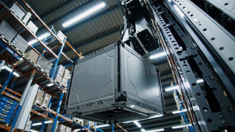 Robotic Arm Lifting Box in Modern Warehouse Stock Footage - Video of ...