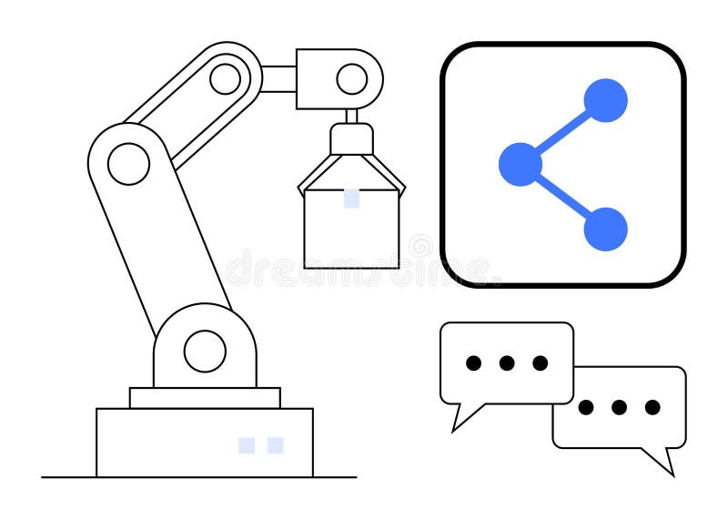 Robotic Arm with Communication and Sharing Icons Representing ...