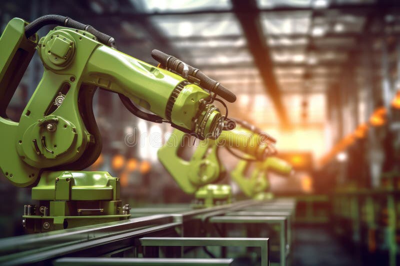 Robotic Arm Machine in a Factory with Ai Generated Stock Illustration ...